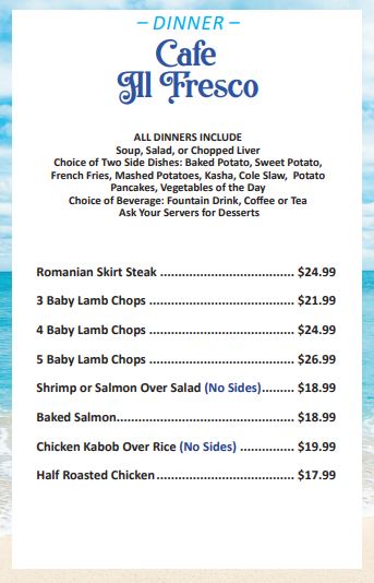 Cafe Al Fresco Hours & Menu – Villaggio Reserve